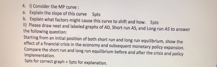 Solved 4. i) Consider the MP curve: Explain the slope of | Chegg.com