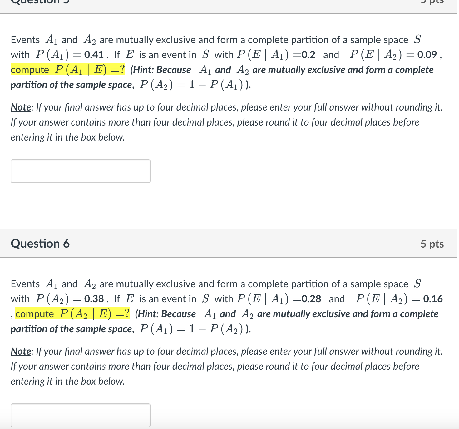 Solved Events A1 and A2 are mutually exclusive and form a | Chegg.com