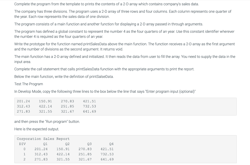 Solved Complete the program from the template to prints the | Chegg.com