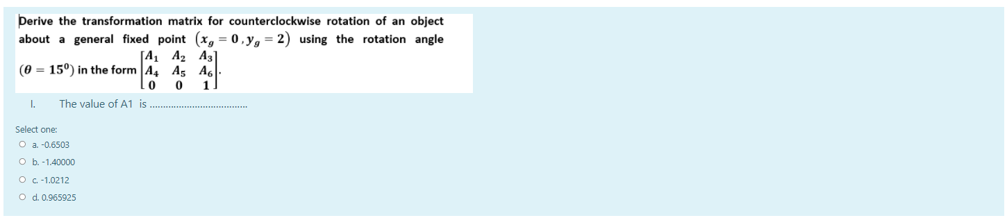 Solved Derive the transformation matrix for counterclockwise | Chegg.com