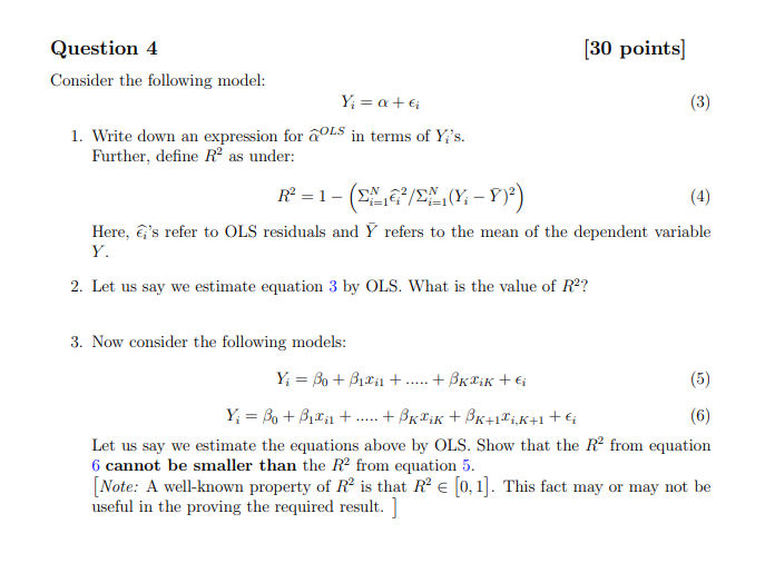 Solved Question 4 30 Points Consider The Following