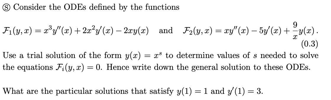 Solved ® Consider the ODEs defined by the functions 9 | Chegg.com