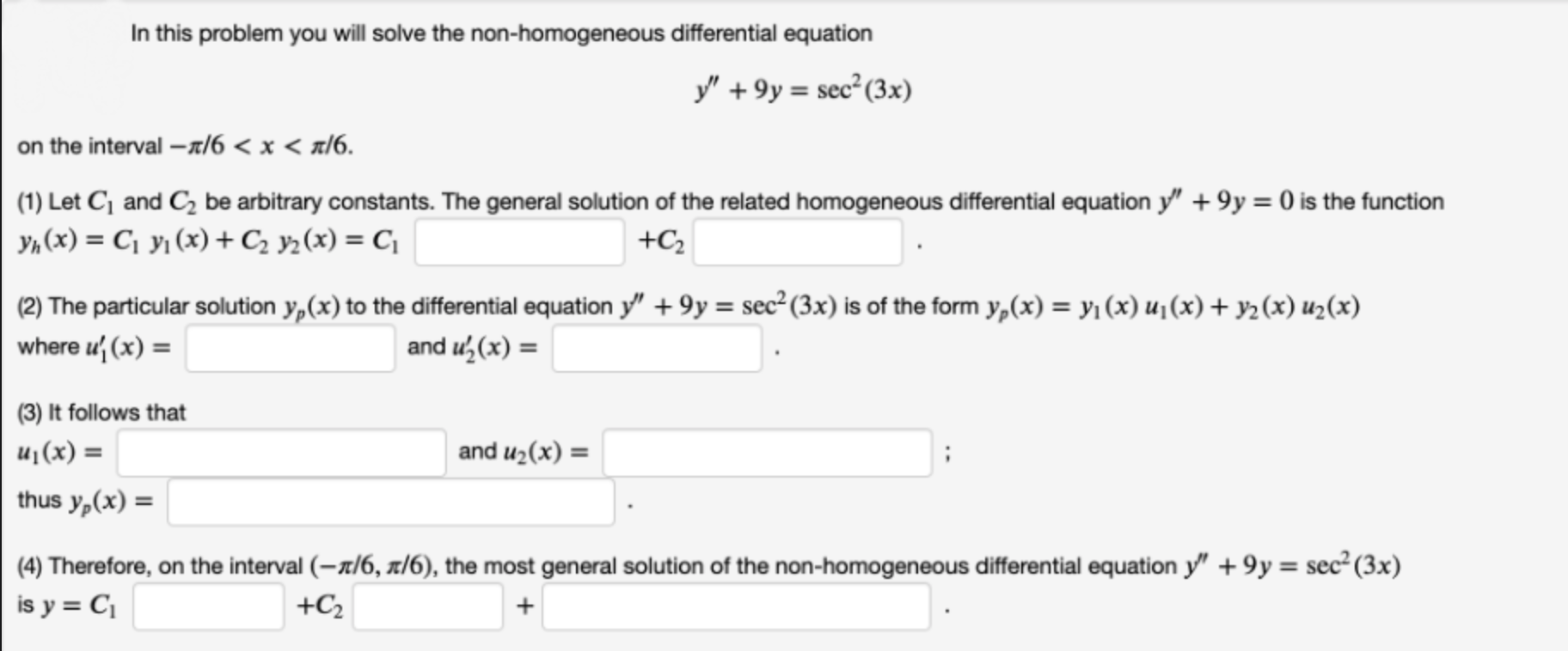 Solved In this problem you will solve the non-homogeneous | Chegg.com