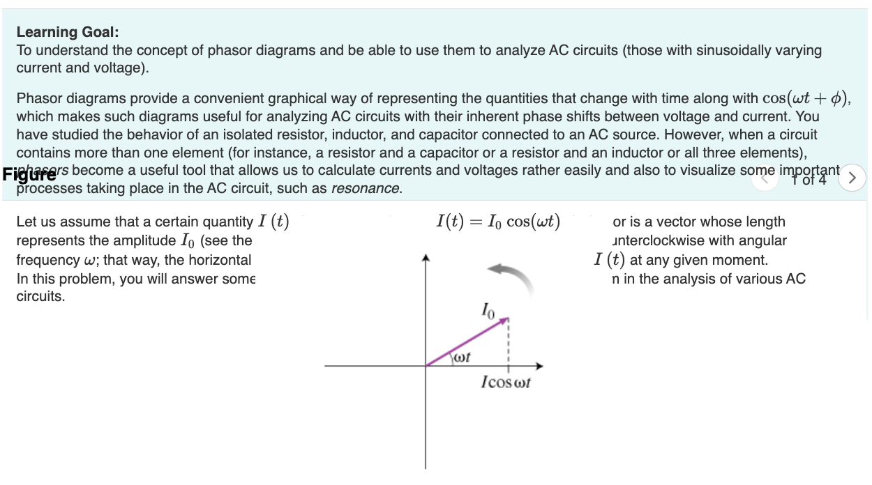 Learning Goal: To understand the concept of phasor | Chegg.com
