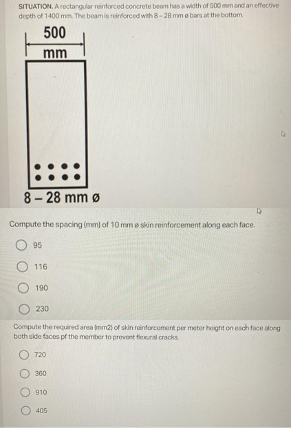 Solved SITUATION. A rectangular reinforced concrete beam has | Chegg.com