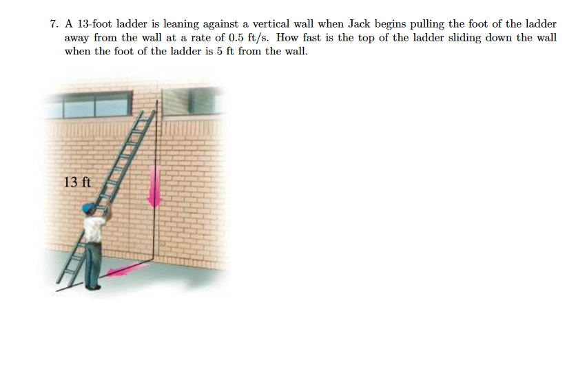 Solved 7. A 13-foot ladder is leaning against a vertical | Chegg.com