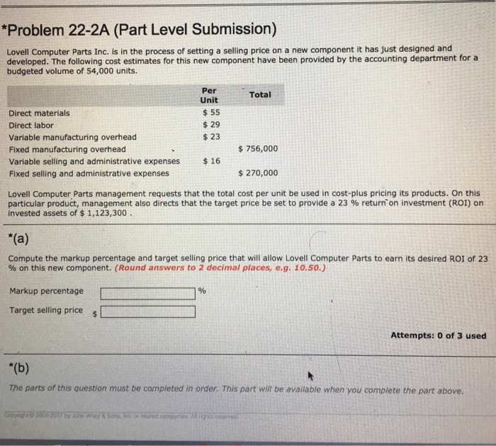 Solved *Problem 22-2A (Part Level Submission) Lovell | Chegg.com