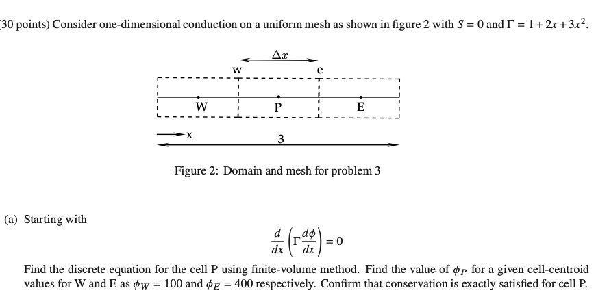 Solved 30 points) Consider one-dimensional conduction on a | Chegg.com