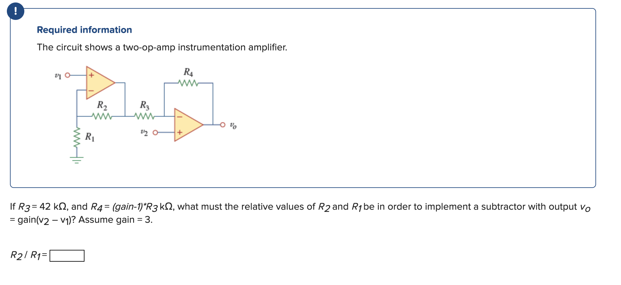 Solved Required information The circuit shows a two-op-amp | Chegg.com