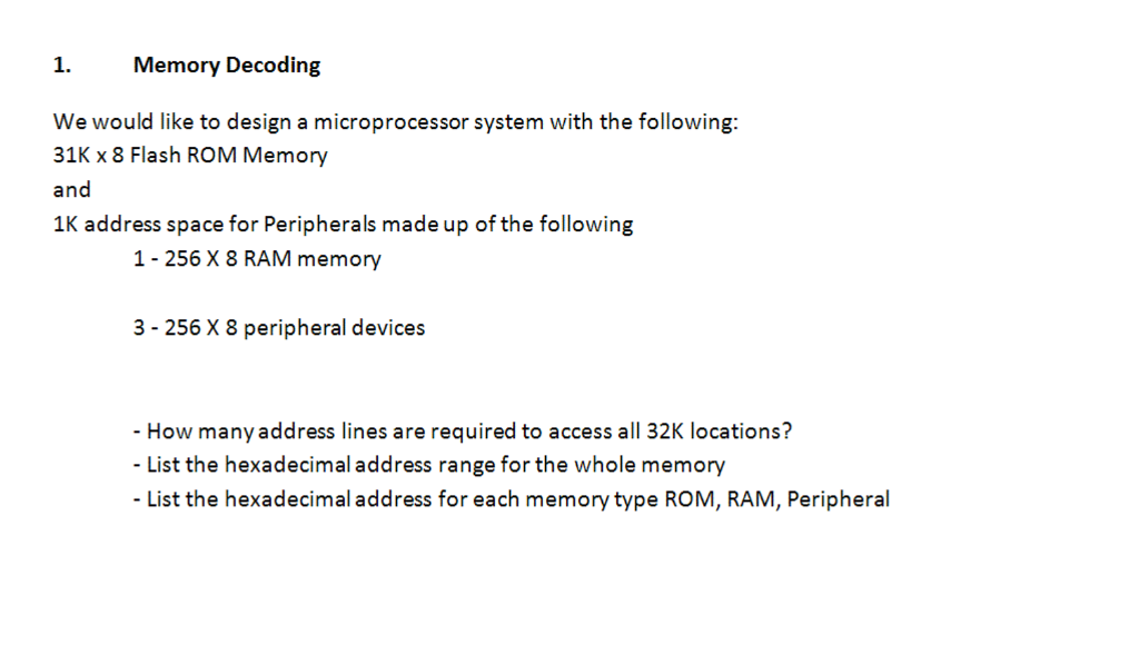 Solved 1. Memory Decoding We would like to design a | Chegg.com