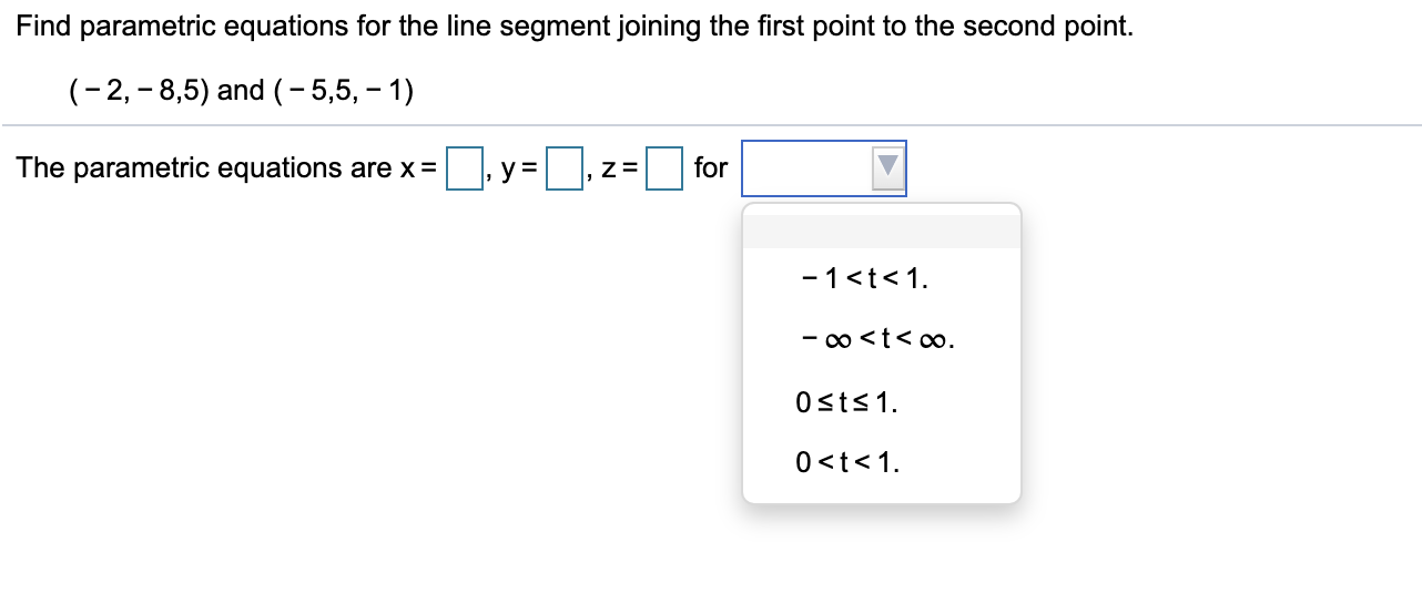 Solved Find parametric equations for the line segment | Chegg.com