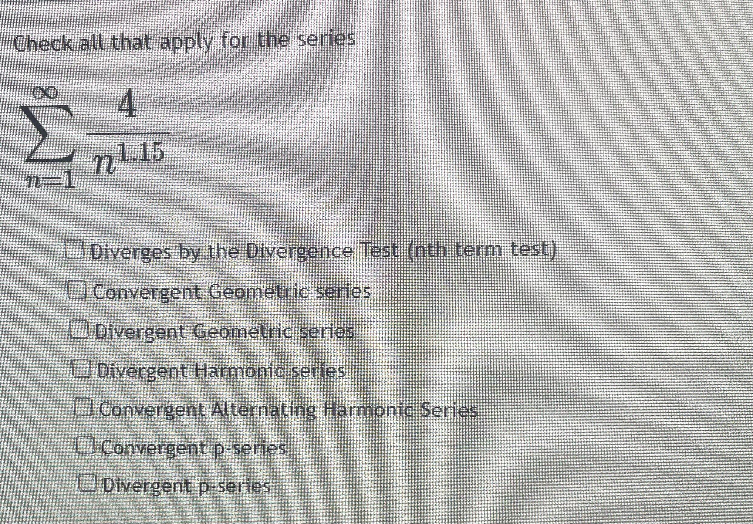 Solved Check all that apply for the series | Chegg.com