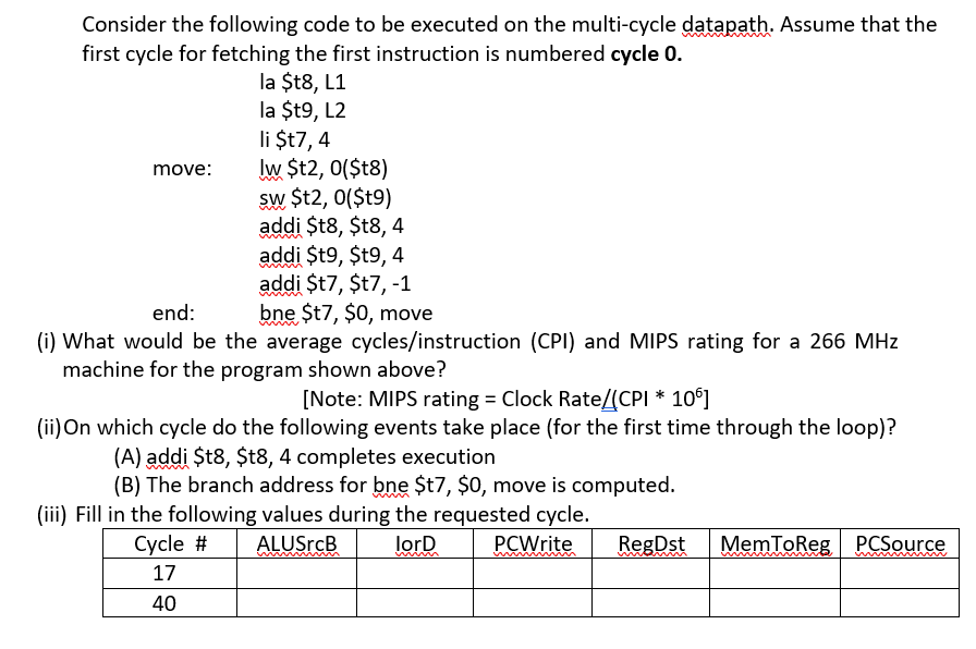 move: Consider the following code to be executed on | Chegg.com