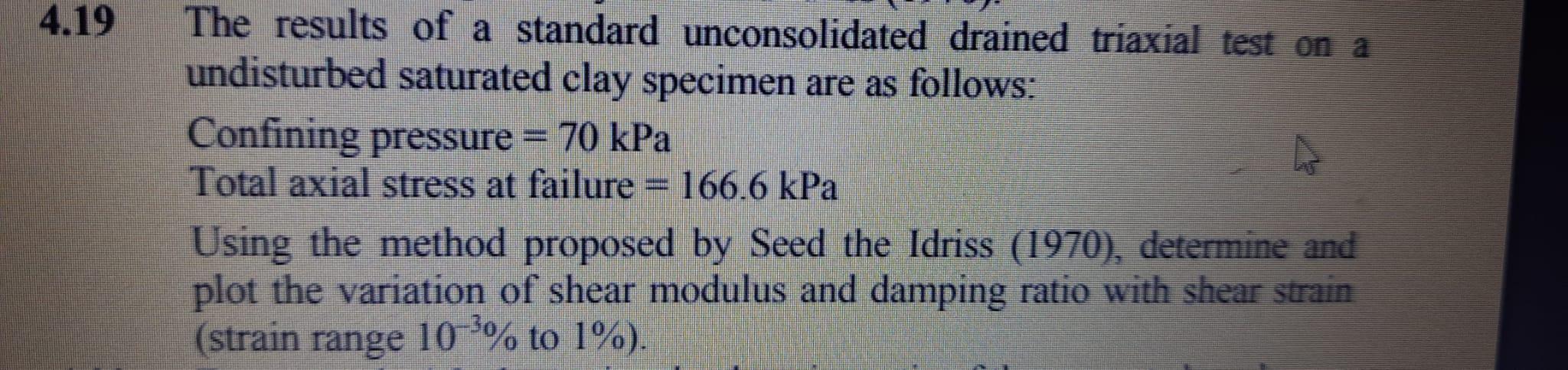 Solved 4.19 The results of a standard unconsolidated drained | Chegg.com