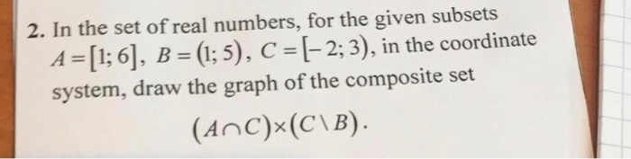 Solved 2. In the set of real numbers, for the given subsets | Chegg.com