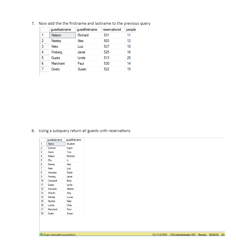 Solved 7. Now add the the firstname and lastname to the | Chegg.com