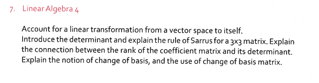Solved Linear Algebra 4 Account for a linear transformation | Chegg.com