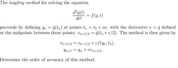Solved The leapfrog method for solving the equation fat) = | Chegg.com