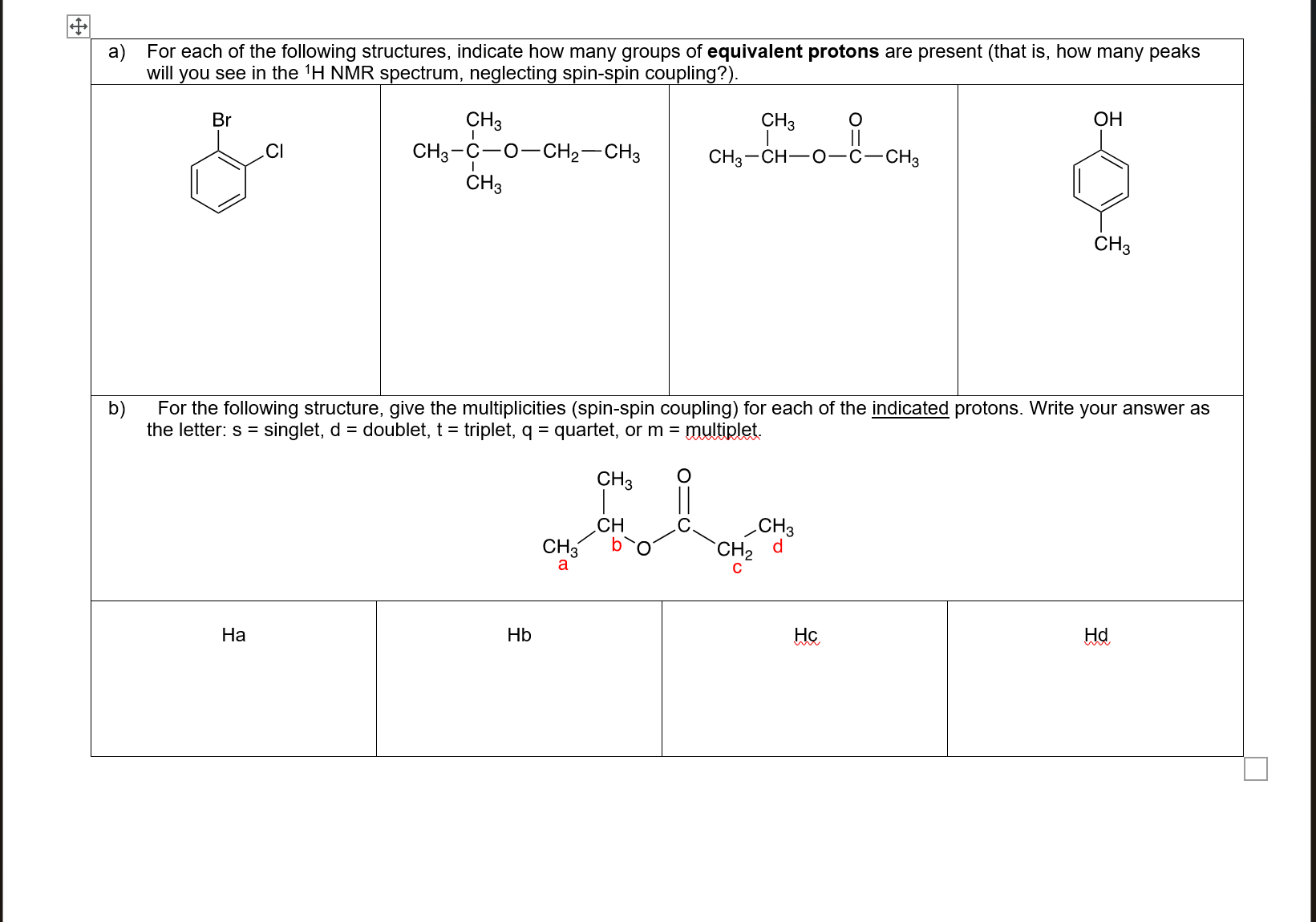 Solved a) ﻿For each of the following structures, indicate | Chegg.com