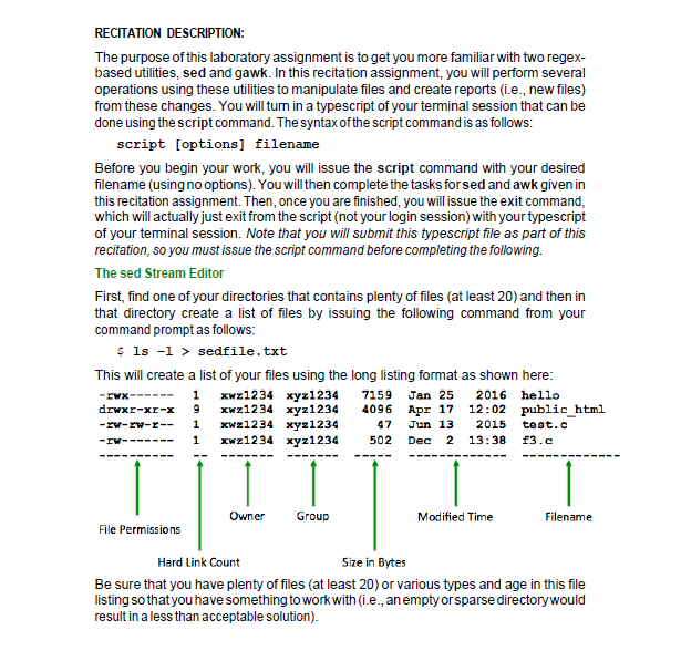 Solved RECITATION DESCRIPTION: The purpose of this | Chegg.com