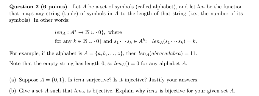 Solved Let A be a set of symbols (called alphabet), and let | Chegg.com