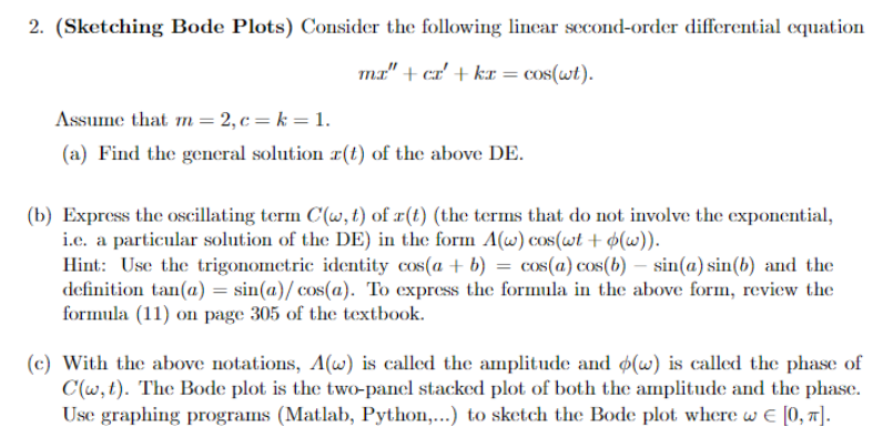 Solved 2. (Sketching Bode Plots) Consider the following | Chegg.com
