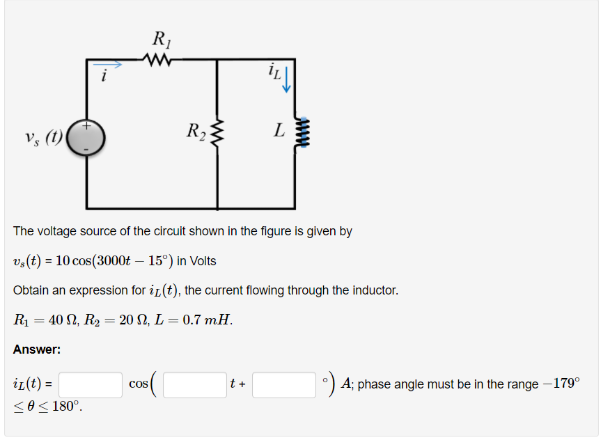 Solved R i ve(t) A voltage source given by vs(t) = 30 | Chegg.com