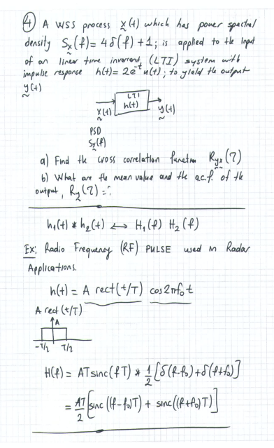 (4) A wss process x(t) which has pouer specturl | Chegg.com