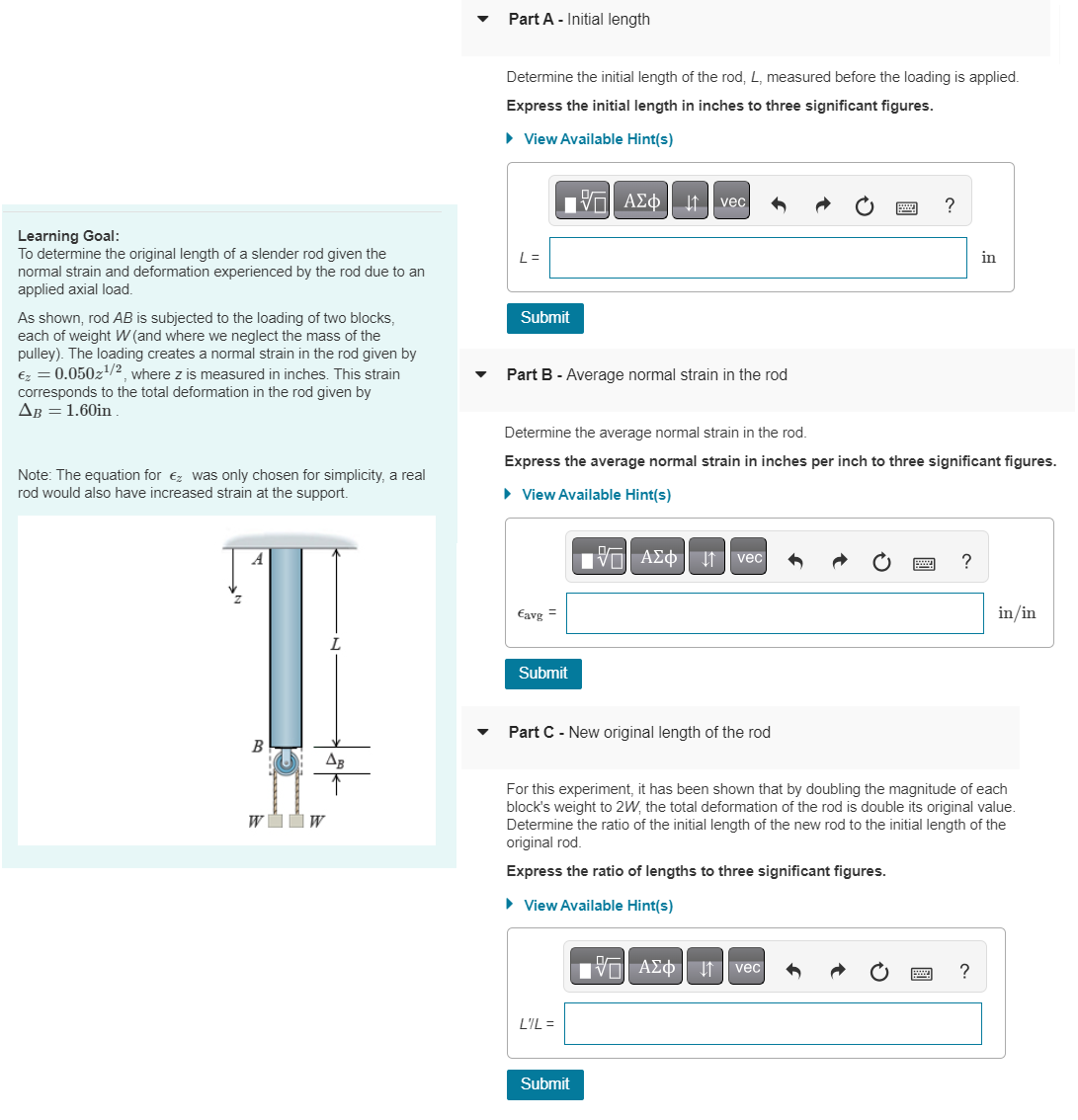 Solved Part A - ﻿Initial lengthDetermine the initial length | Chegg.com