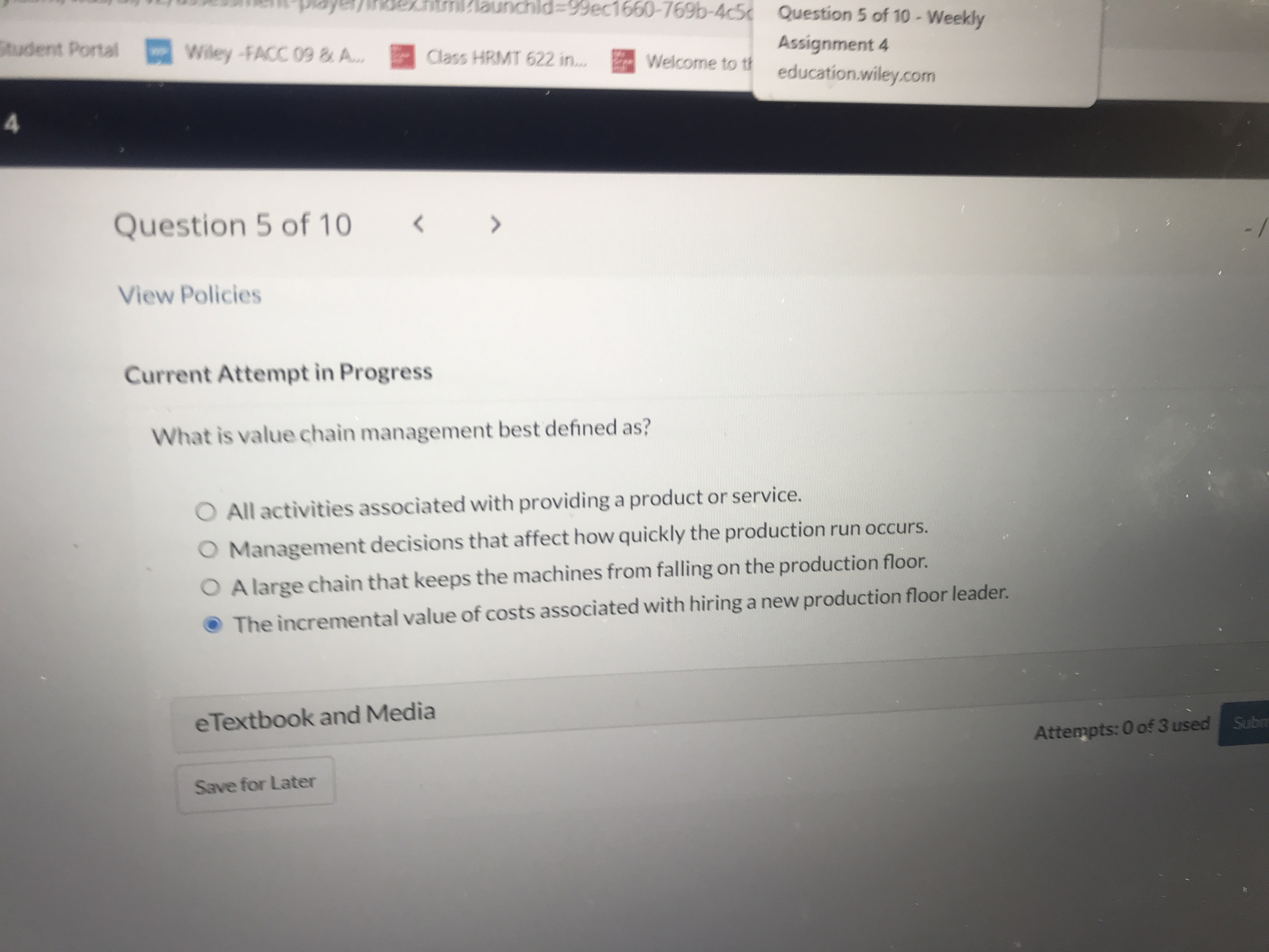Solved Current Attempt in Progress What is value chain | Chegg.com