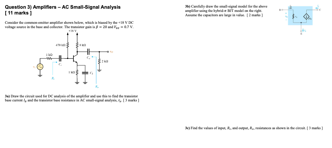 Solved Question 3) Amplifiers - AC Small-Signal Analysis [ | Chegg.com