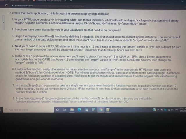 Solved I need help with my javascript clock assignment. Here | Chegg.com