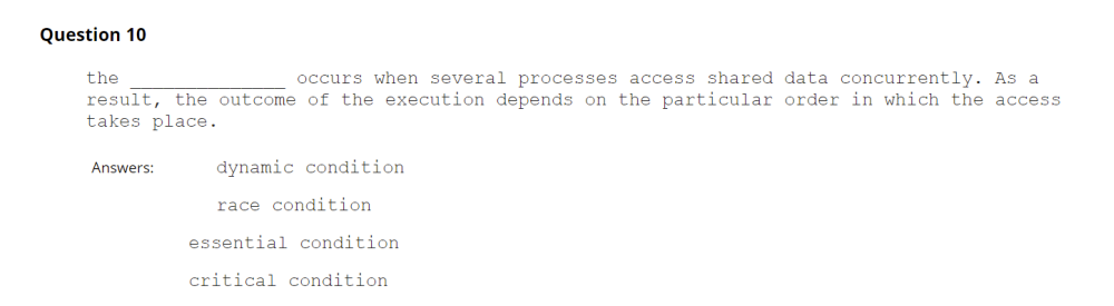 The segment of code in which the process may change | Chegg.com