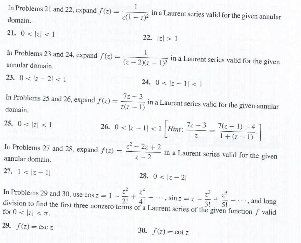 Solved In Problems 21 and 22, expand f(z) = 1 in a Laurent | Chegg.com