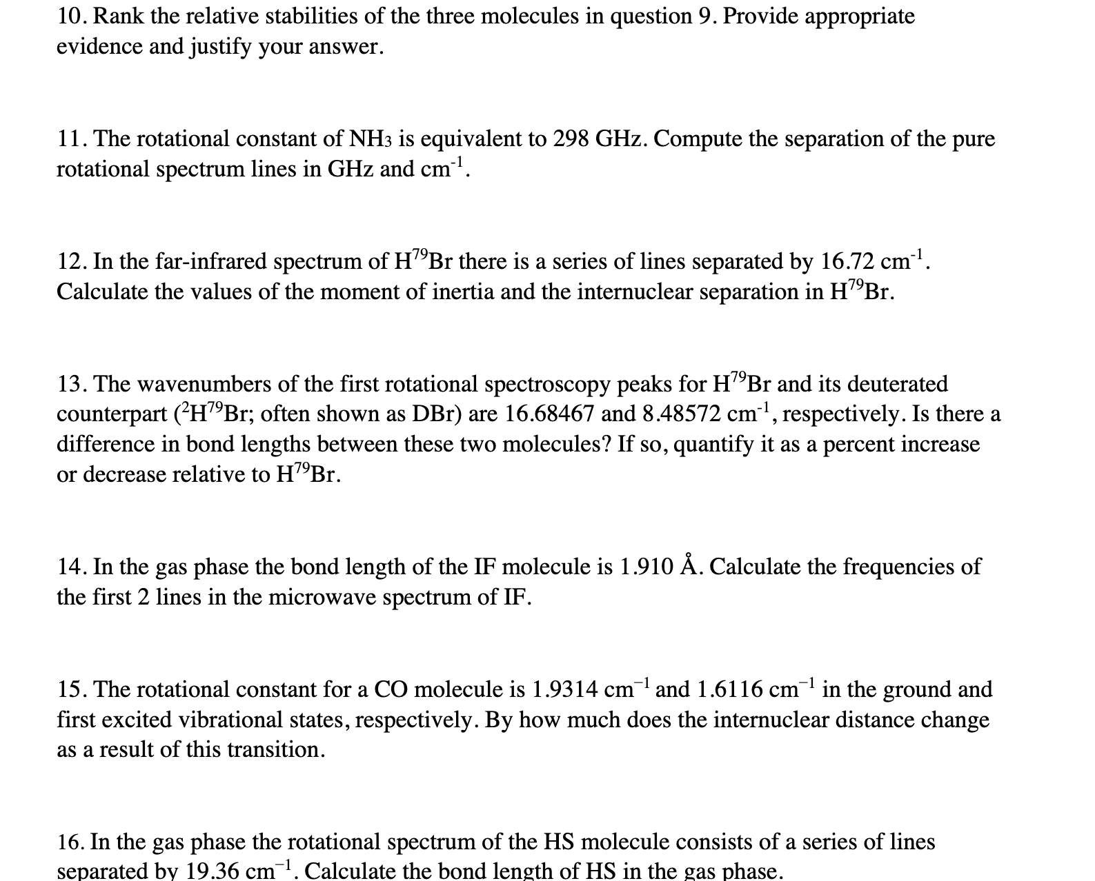 10. Rank the relative stabilities of the three | Chegg.com