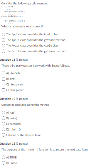 Solved Consider the following code segment: class Fruit : | Chegg.com