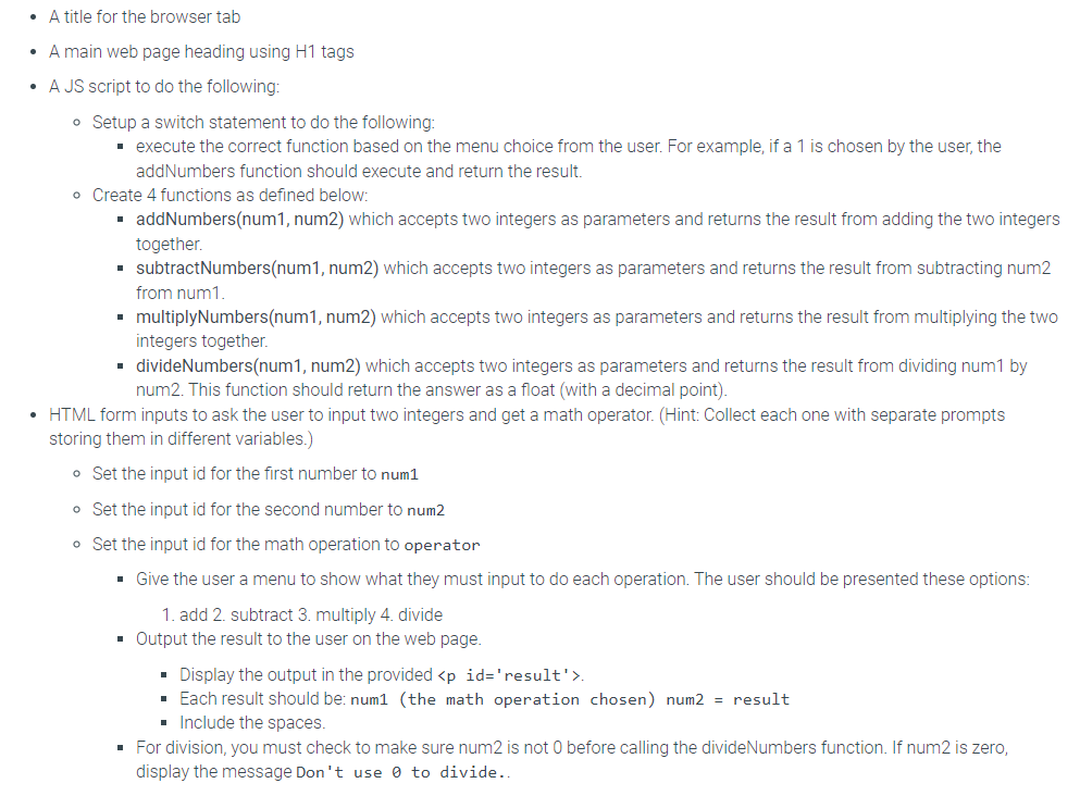 Solved • A title for the browser tab • A main web page | Chegg.com