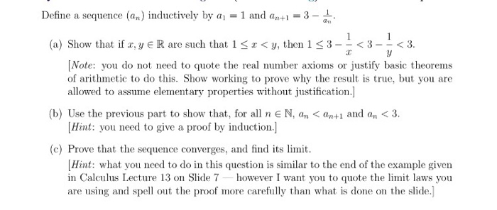 Solved Define a sequence (a_n) inductively by a_1 = 1 and | Chegg.com