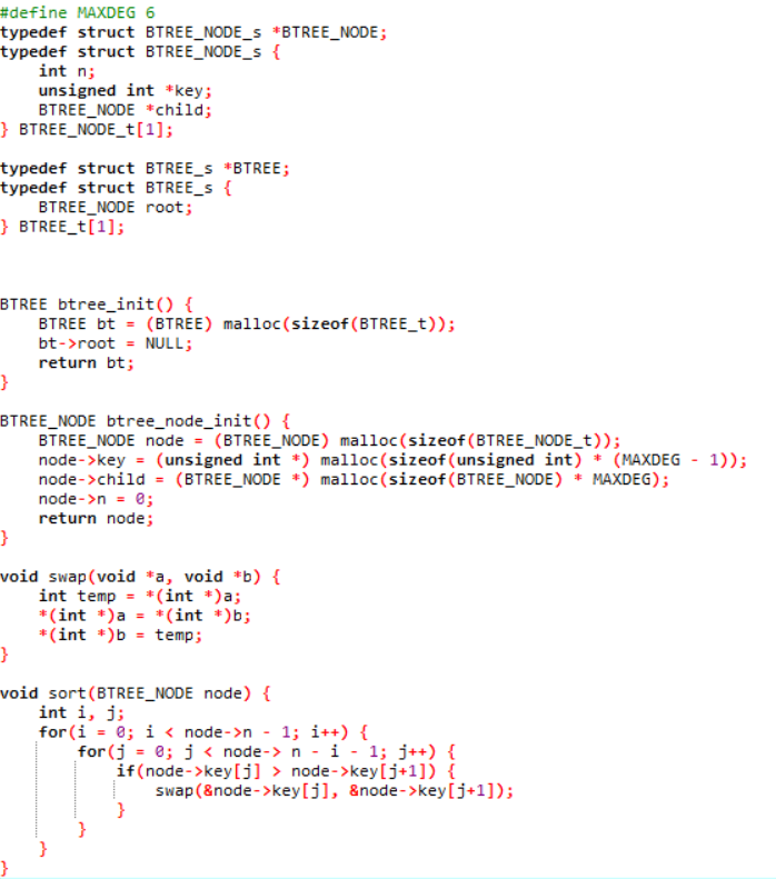 Solved #define MAXDEG 6 typedef struct BTREE_NODE_5 | Chegg.com