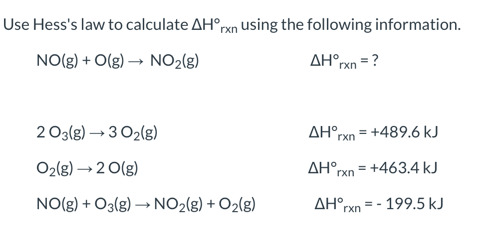 Solved Use Hess's law to calculate AH°rxn using the | Chegg.com