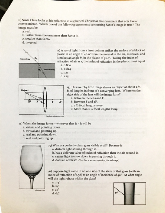Solved Santa Claus looks at his reflection in a spherical | Chegg.com