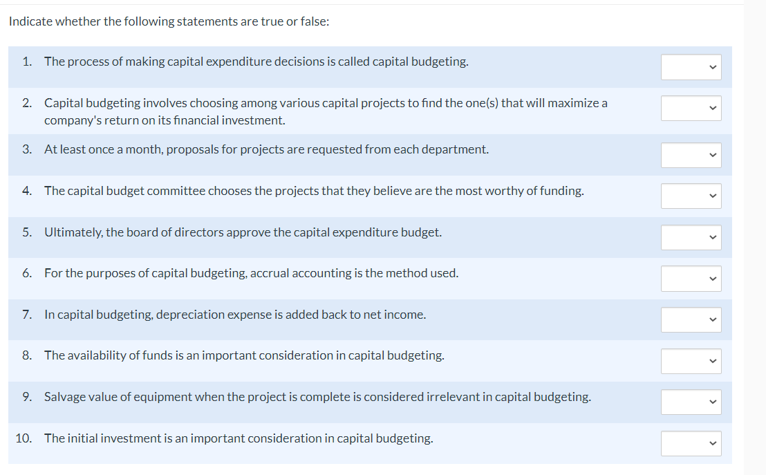 Solved Indicate whether the following statements are true or | Chegg.com