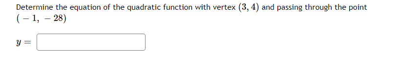 Solved Determine the equation of the quadratic function with | Chegg.com