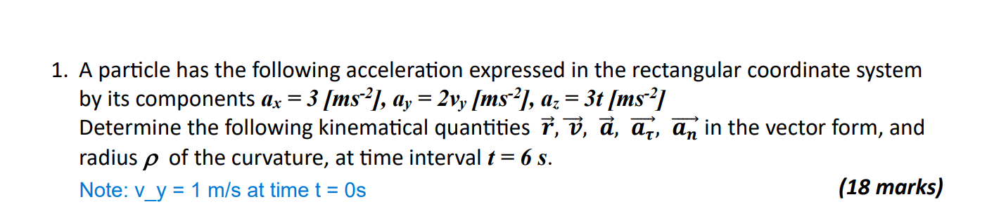 Solved A particle has the following acceleration expressed | Chegg.com