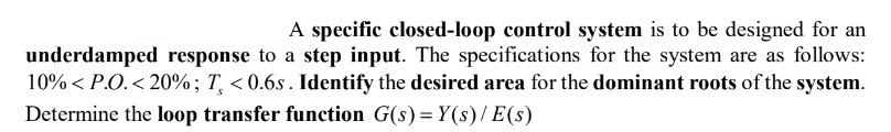 Solved A specific closed-loop control system is to be | Chegg.com