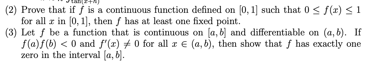 Solved (2) Prove that if f is a continuous function defined | Chegg.com