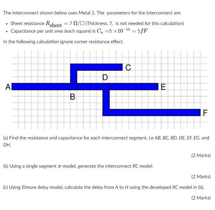 Solved The interconnect shown below uses Metal 1. The | Chegg.com