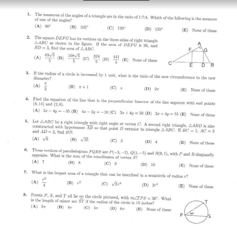 Solved 1. The measures of the angles of a triangle are in | Chegg.com