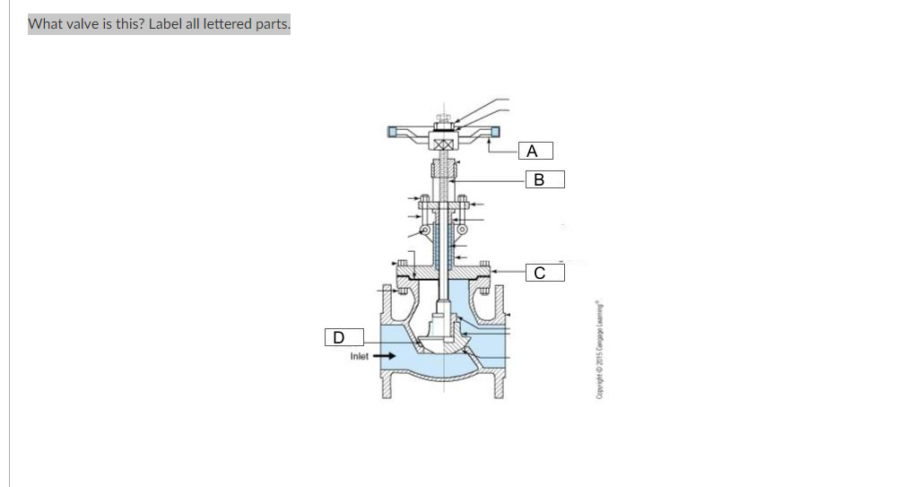 Solved What valve is this? Label all lettered parts. А. B с | Chegg.com
