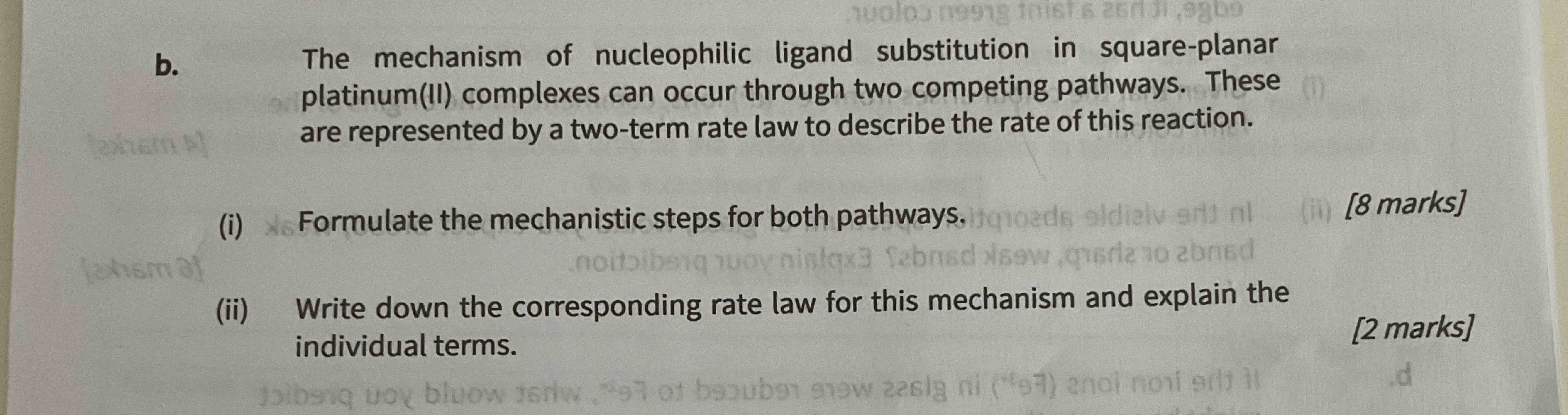 Solved b. ﻿The mechanism of nucleophilic ligand substitution | Chegg.com